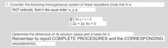 1. Consider the following homogeneous system of | Chegg.com