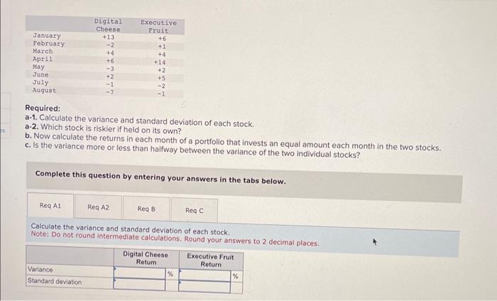 Solved Required: a-1. Calculate the variance and standard | Chegg.com