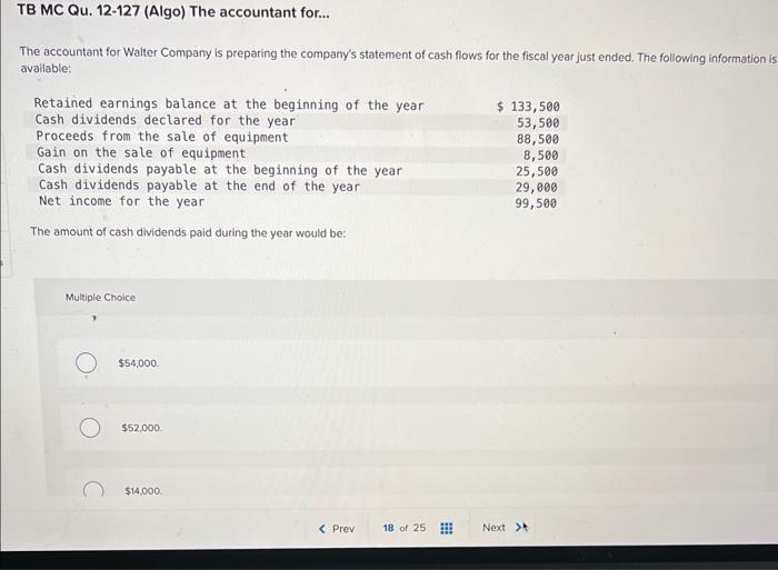 Solved TB MC Qu. 12-127 (Algo) The accountant for... The | Chegg.com