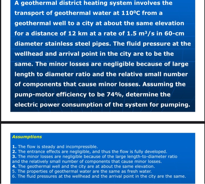 Solved A geothermal district heating system involves the | Chegg.com
