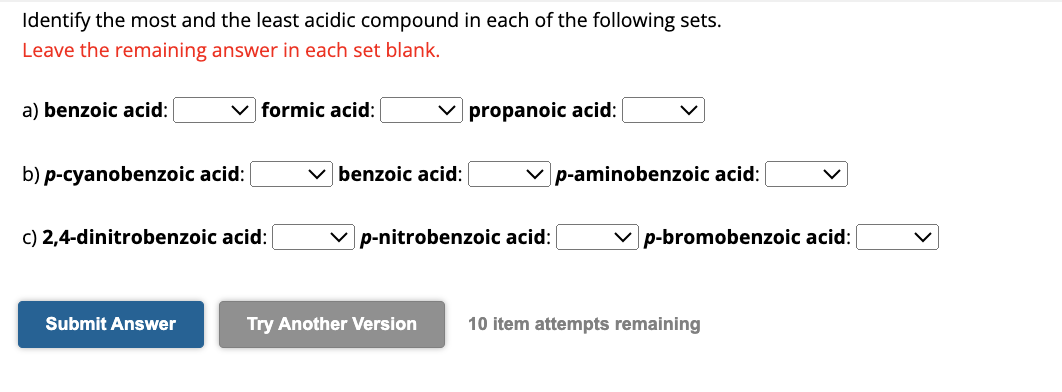 Solved Identify the most and the least acidic compound in | Chegg.com