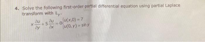 Solved 4 Solve The Following First Order Partial
