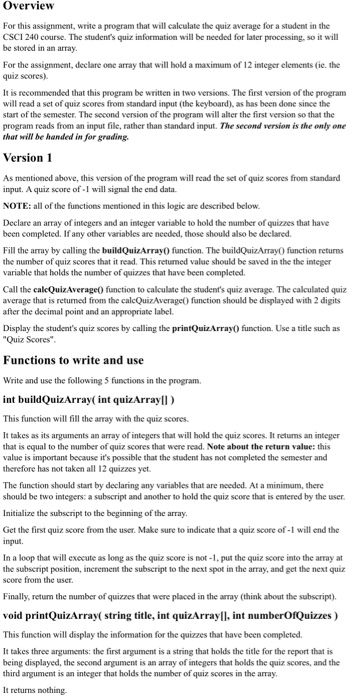 Solved Overview For This Assignment Write A Program That 2698