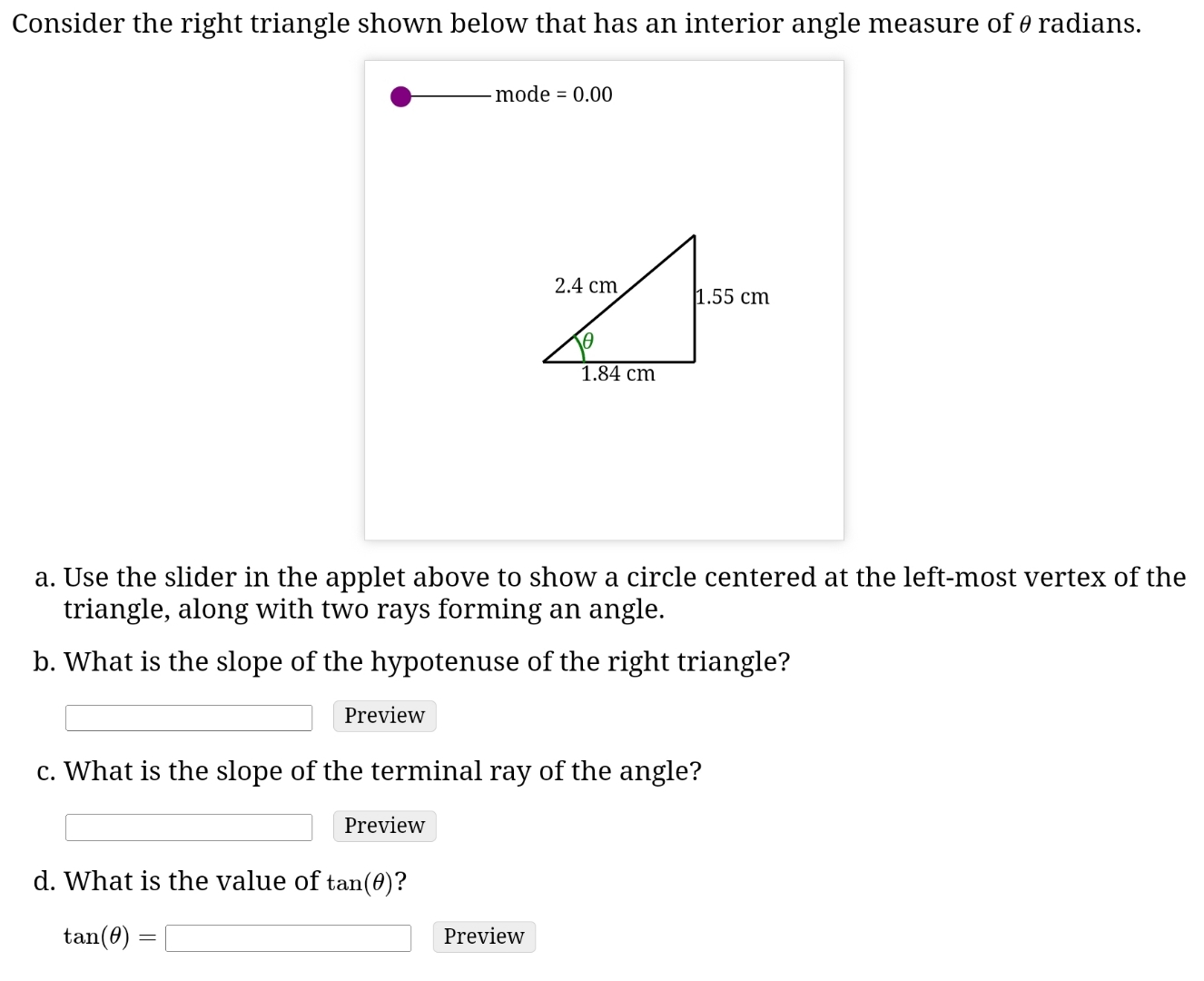 Solved Consider the right triangle shown below that has an | Chegg.com