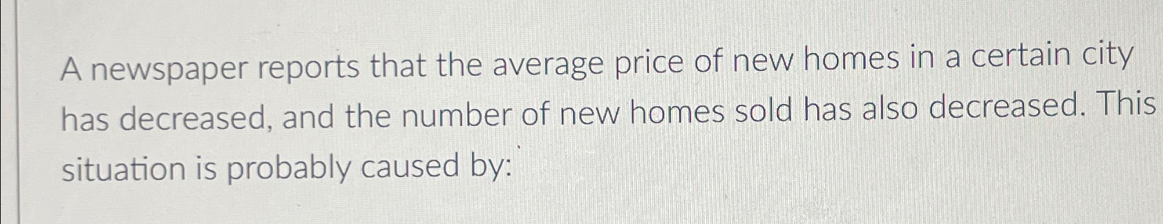 Solved A newspaper reports that the average price of new | Chegg.com