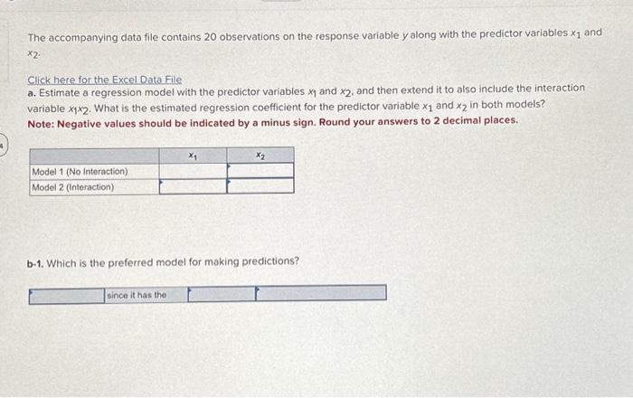 Solved The accompanying data file contains 20 observations | Chegg.com