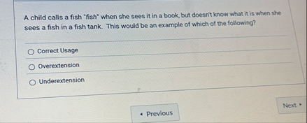 Solved A child calls a fish "fish" when she sees it in a | Chegg.com