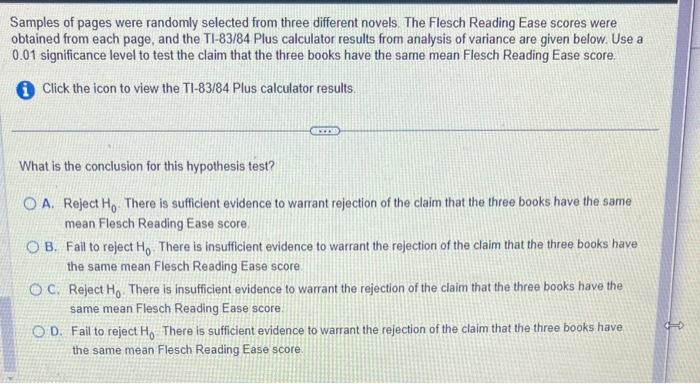 Solved Samples of pages were randomly selected from three | Chegg.com