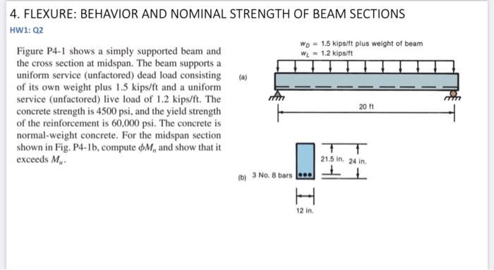 Solved 4. FLEXURE: BEHAVIOR AND NOMINAL STRENGTH OF BEAM | Chegg.com