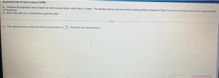 Solved (Expected rate of return using CAPM) Compute the | Chegg.com