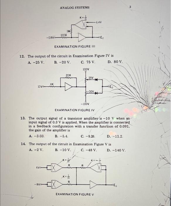 Solved ANALOG SYSTEMS 3 EXAMINAIIUN FIGUNE 111 12. The | Chegg.com