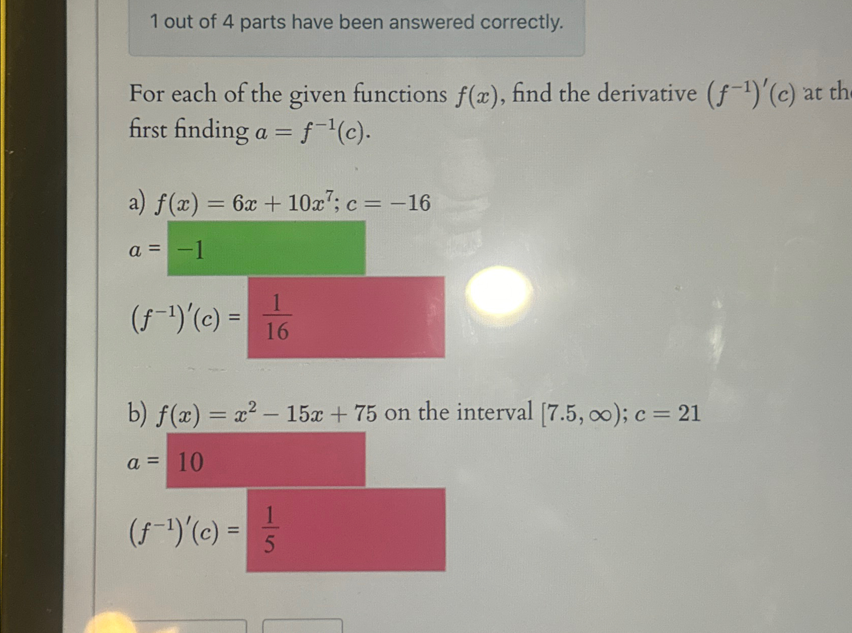 Solved 1 ﻿out of 4 ﻿parts have been answered correctly.For | Chegg.com