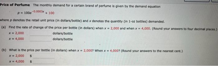 Solved Price of Perfume The monthly demand for a certain | Chegg.com