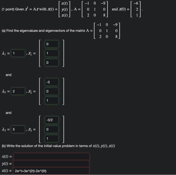 Solved (1 point) Given X′=AX with | Chegg.com Solved (1 point) Given X′=AX with | Chegg.com