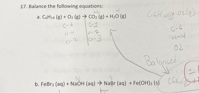 Solved 17. Balance the following equations: a. b. | Chegg.com