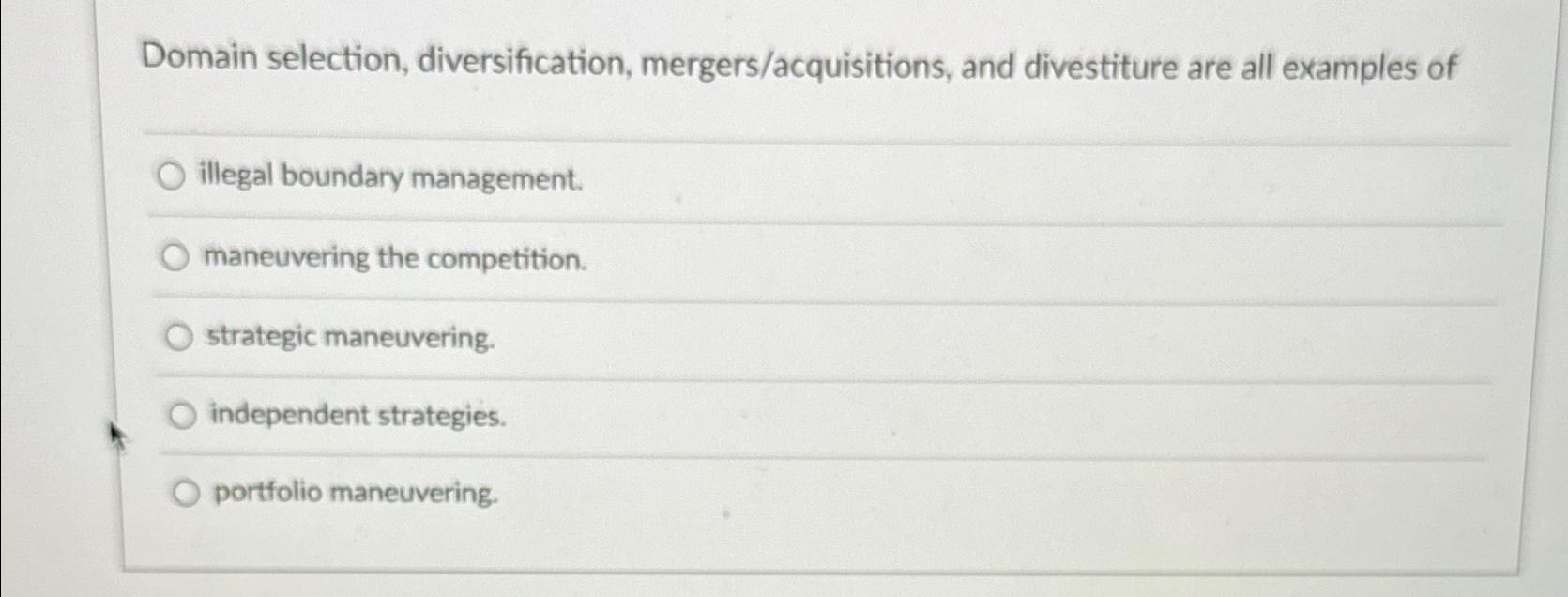 Solved Domain selection, diversification, | Chegg.com
