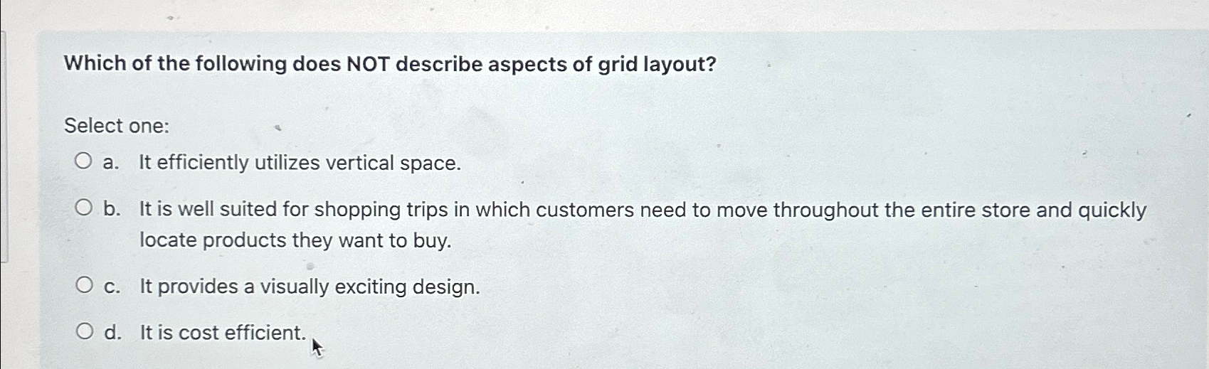 Solved Which of the following does NOT describe aspects of | Chegg.com