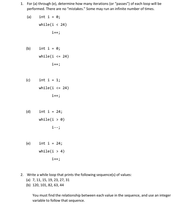 Solved For (a) through (e), determine how many iterations | Chegg.com