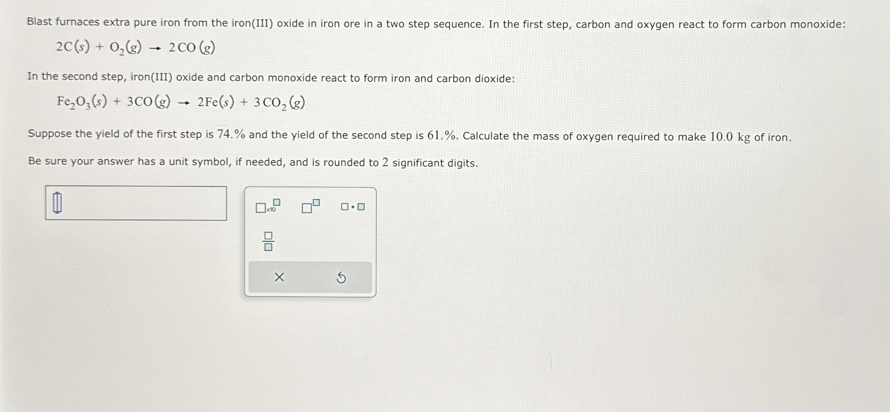 Solved Blast furnaces extra pure iron from the iron(III) | Chegg.com
