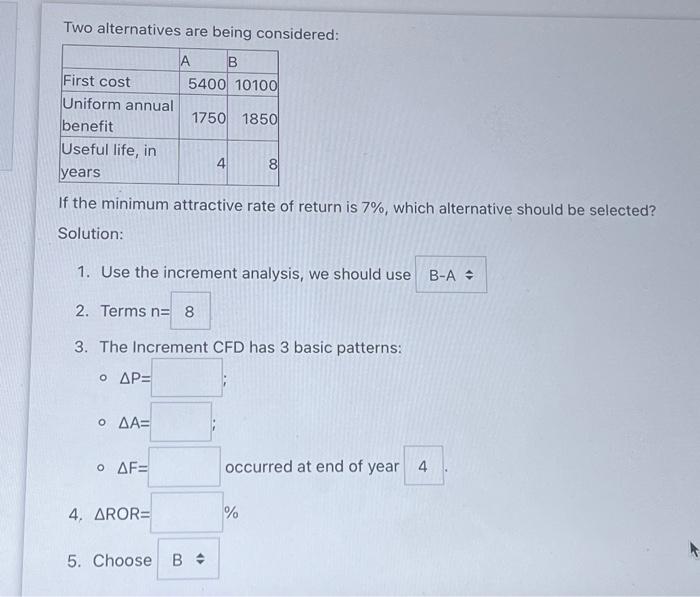 Solved engineerig econ Two alternatives are being | Chegg.com