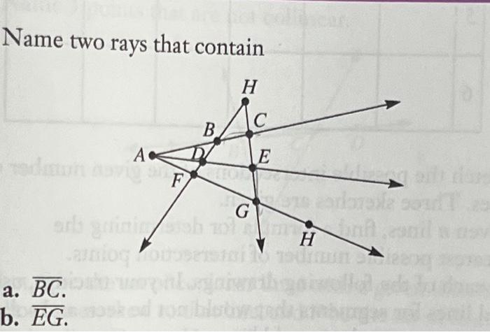 Solved Name two rays that contain H A radmun navigan F a. | Chegg.com