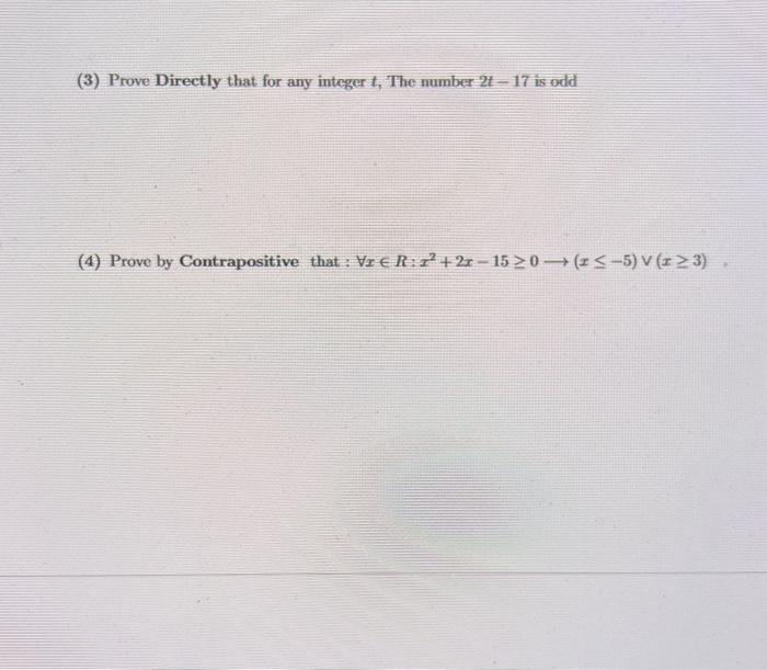 Solved (3) Prove Directly that for any integer t, The number | Chegg.com Solved (3) Prove Directly that for any integer t, The number | Chegg.com