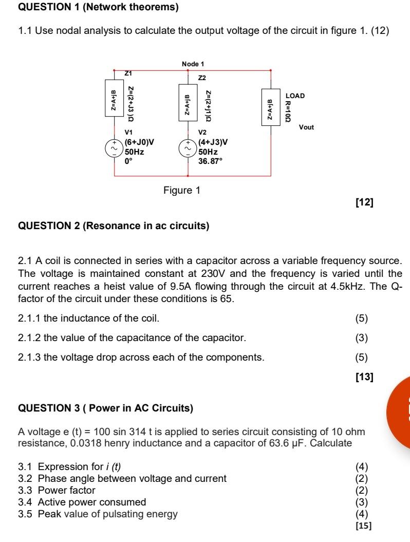 Solved 1.1 Use nodal analysis to calculate the output | Chegg.com