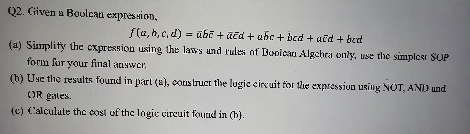 Solved Q2. ﻿Given a Boolean | Chegg.com