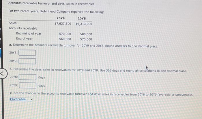 Solved Accounts receivable turnover and days' sales in | Chegg.com