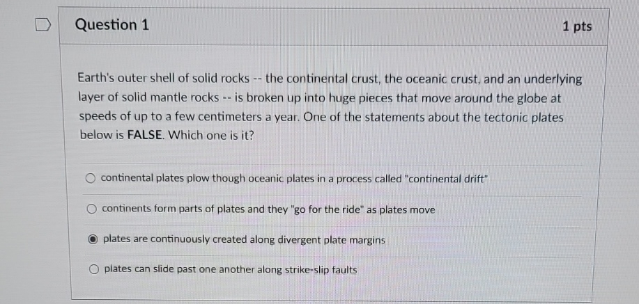 Solved Question 11ptsEarth's outer shell of solid rocks -- | Chegg.com