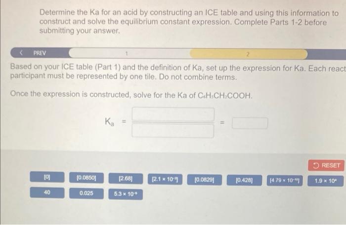 Solved Determine the Ka for an acid by constructing an ICE | Chegg.com