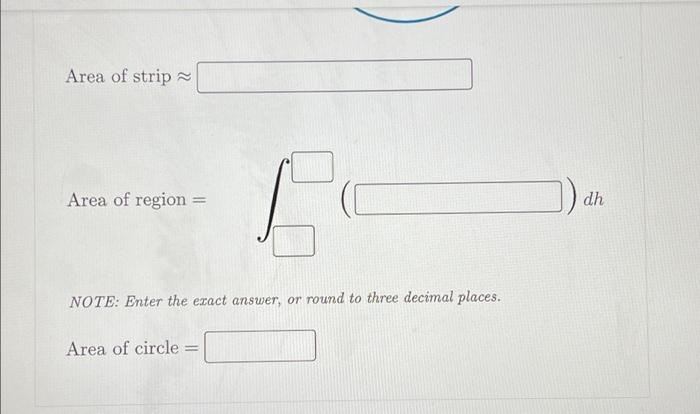 Solved Give an equation representing the area of the strip | Chegg.com