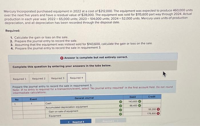 Solved Mercury Incorporated purchased equipment in 2022 at a | Chegg.com