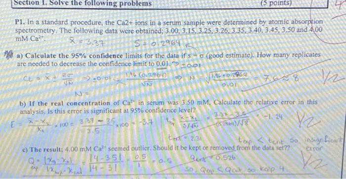 Solved P1. In a standard procedure, the Ca2+ ions in a serum | Chegg.com