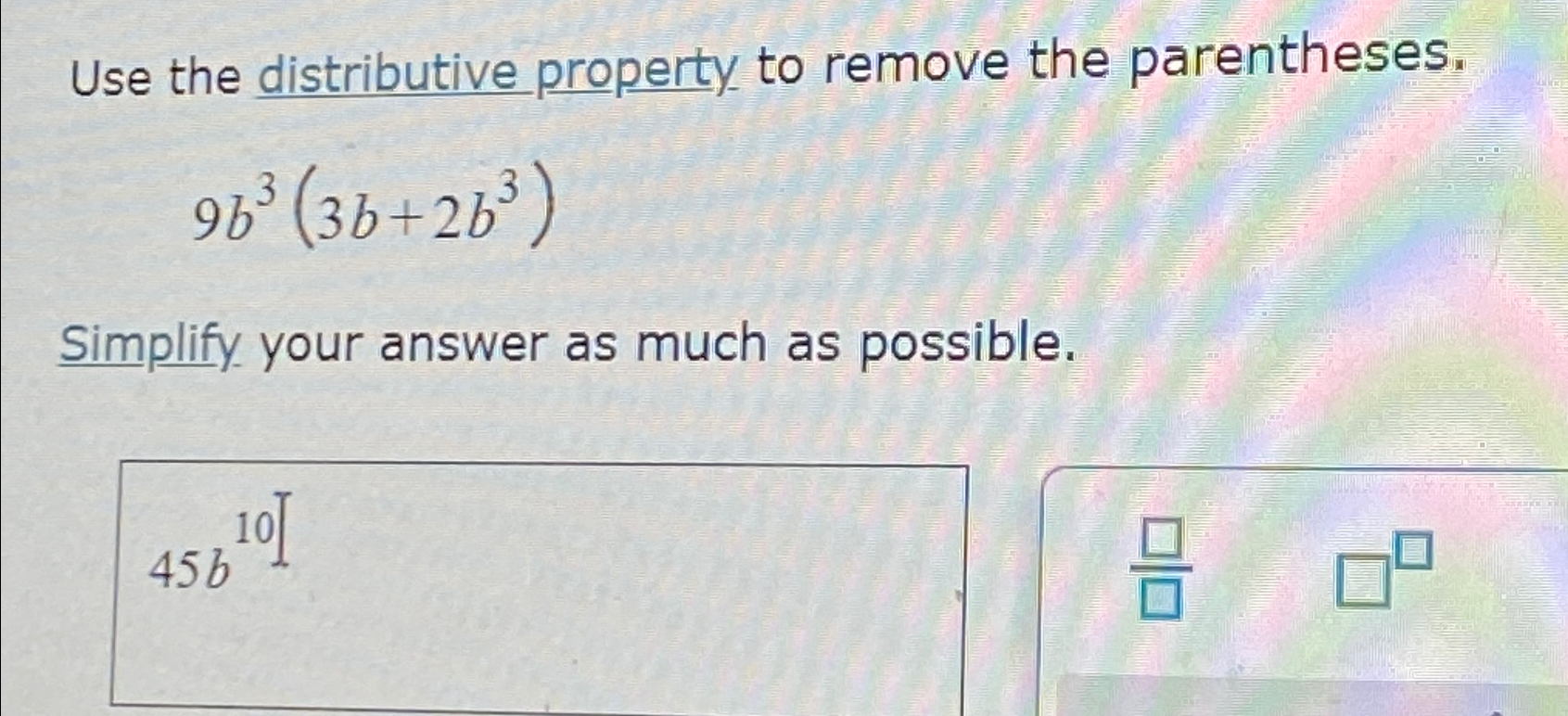 Solved Use the distributive property to remove the | Chegg.com