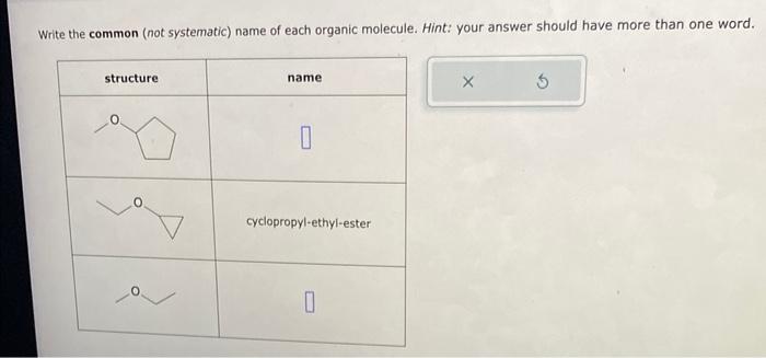 Solved Write the common (not systematic) name of each | Chegg.com
