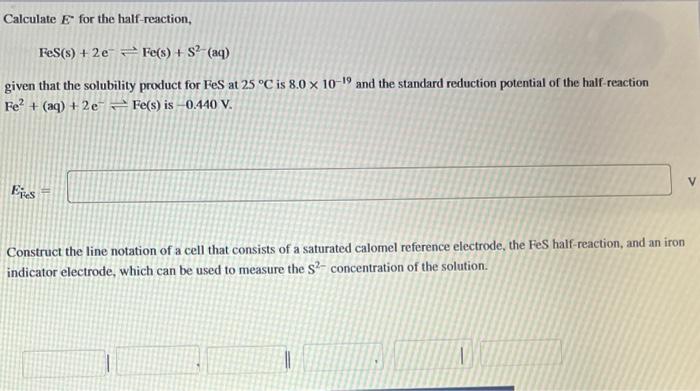 Solved Calculate E∗ For The Half Reaction
