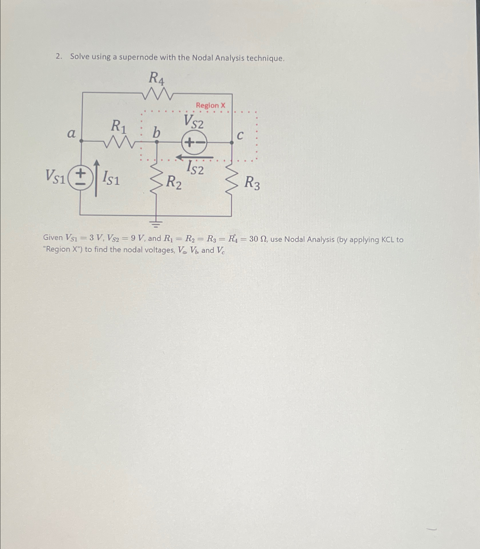 Solved Solve using a supernode with the Nodal Analysis | Chegg.com
