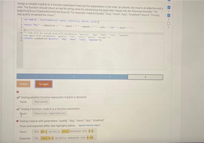 Solved Assign a variable madlib to a function expression | Chegg.com