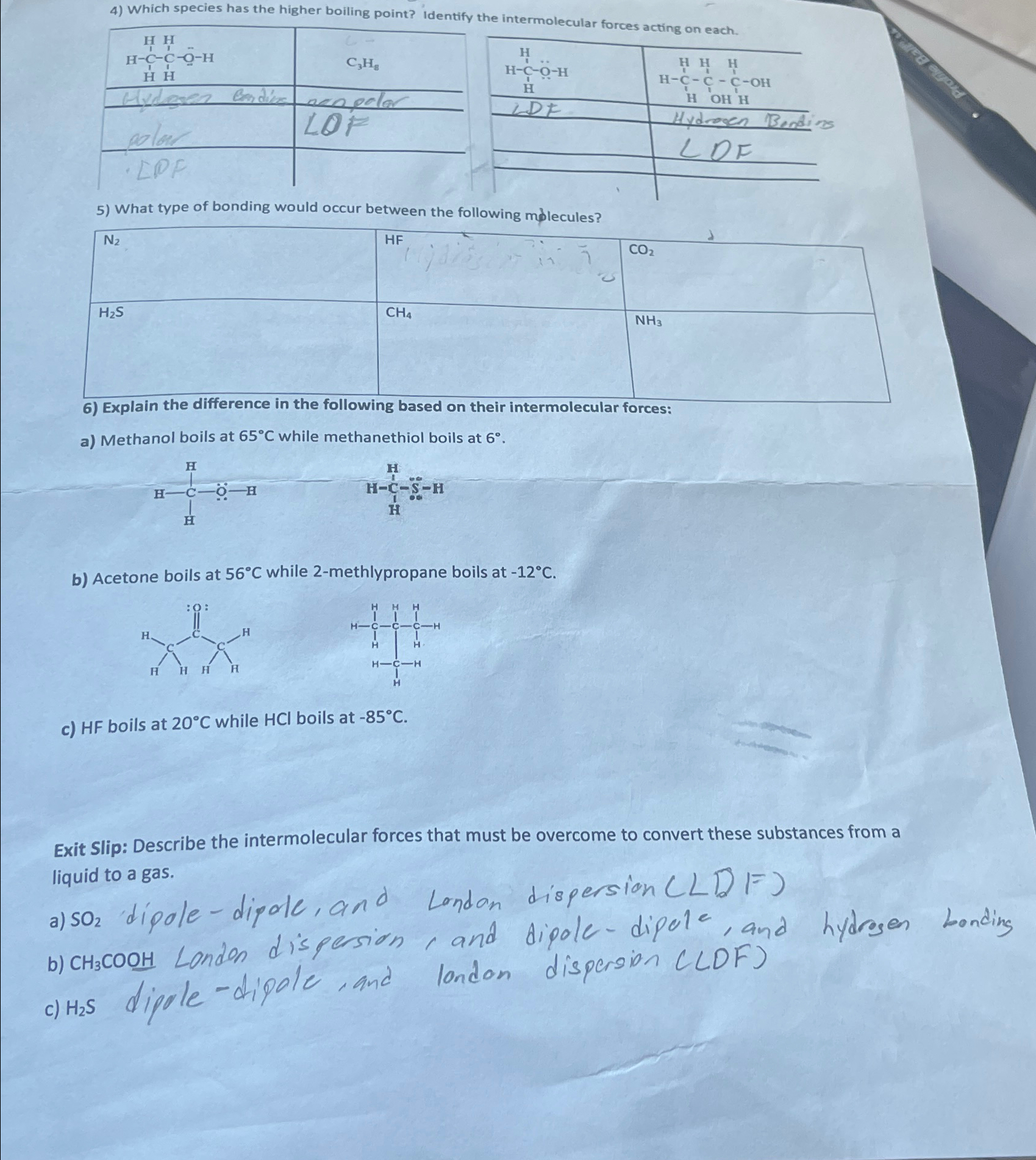 Solved Which species has the higher boiling point? Identify | Chegg.com