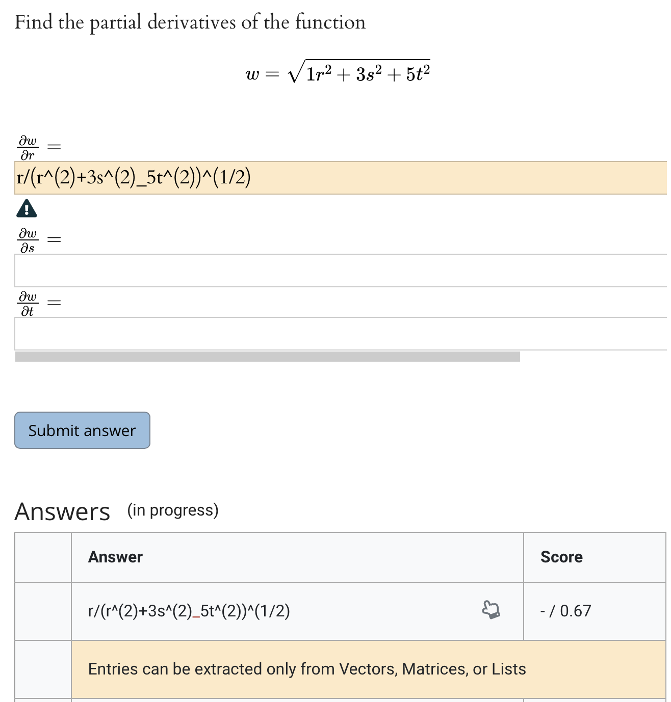 Solved Find the partial derivatives of the | Chegg.com