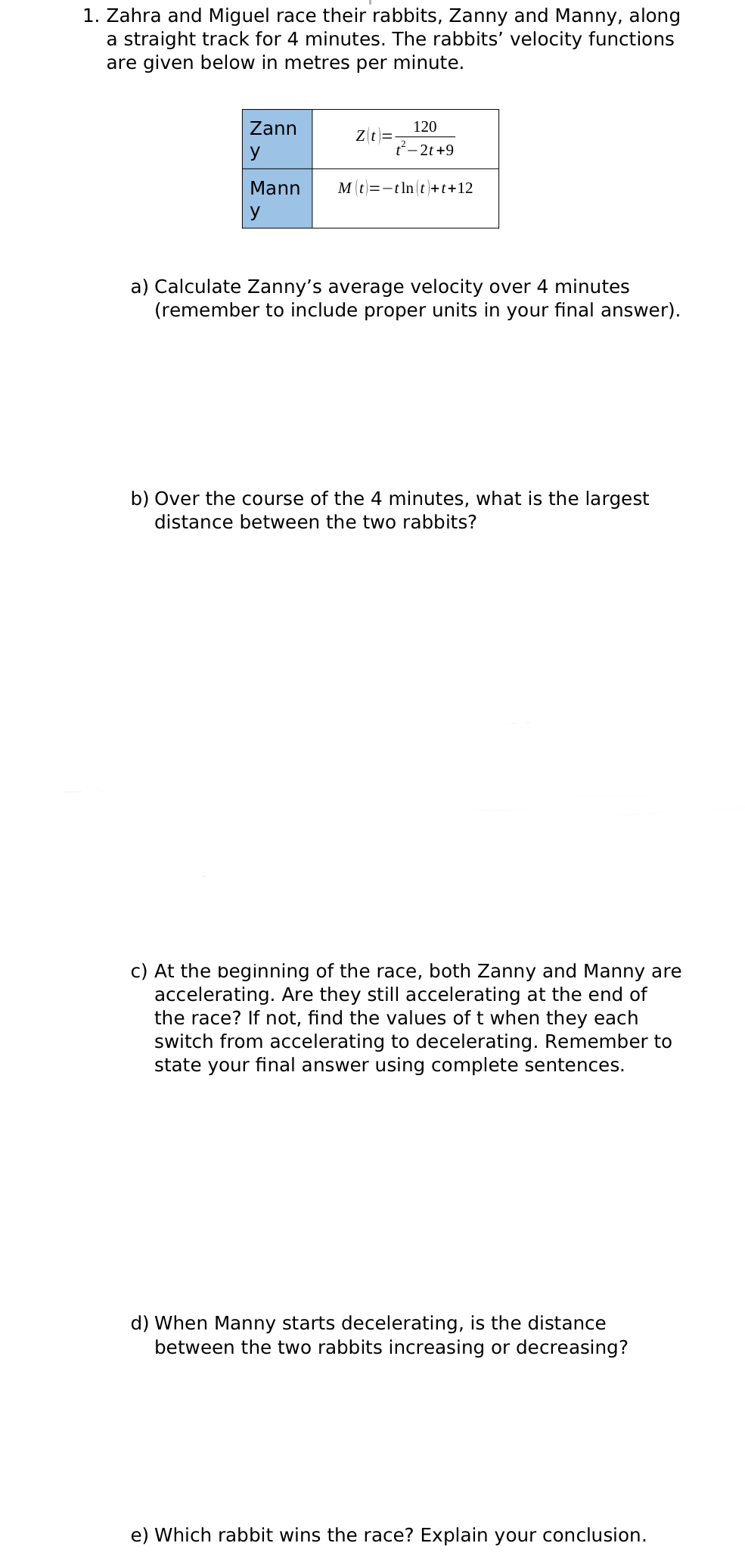 Solved Complete the following questions, please include | Chegg.com