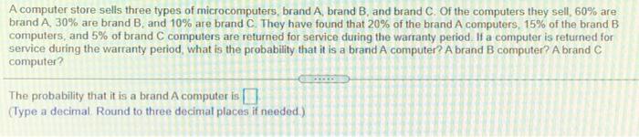 Solved A computer store sells three types of microcomputers, | Chegg.com