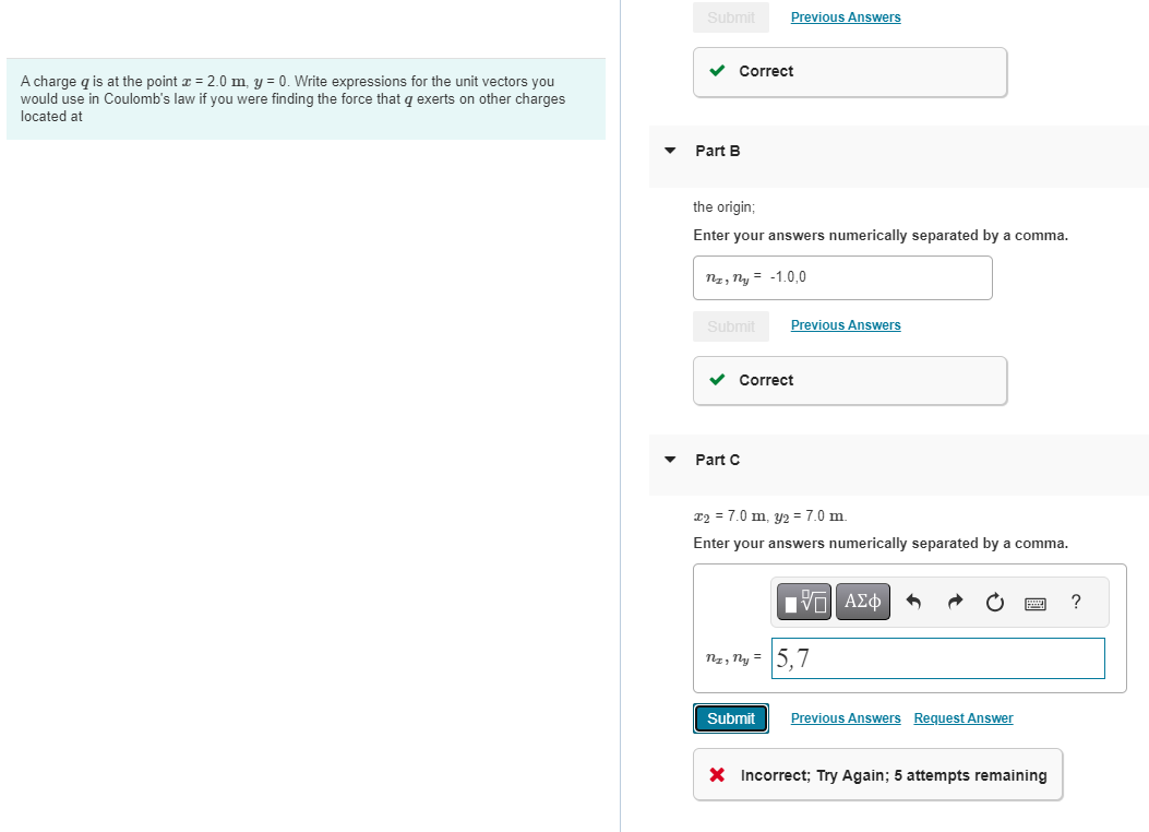 Solved A charge q ﻿is at the point x=2.0m,y=0. ﻿Write | Chegg.com