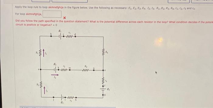 Solved Apgly the loop rule to loop akmnefghija in the figure | Chegg.com