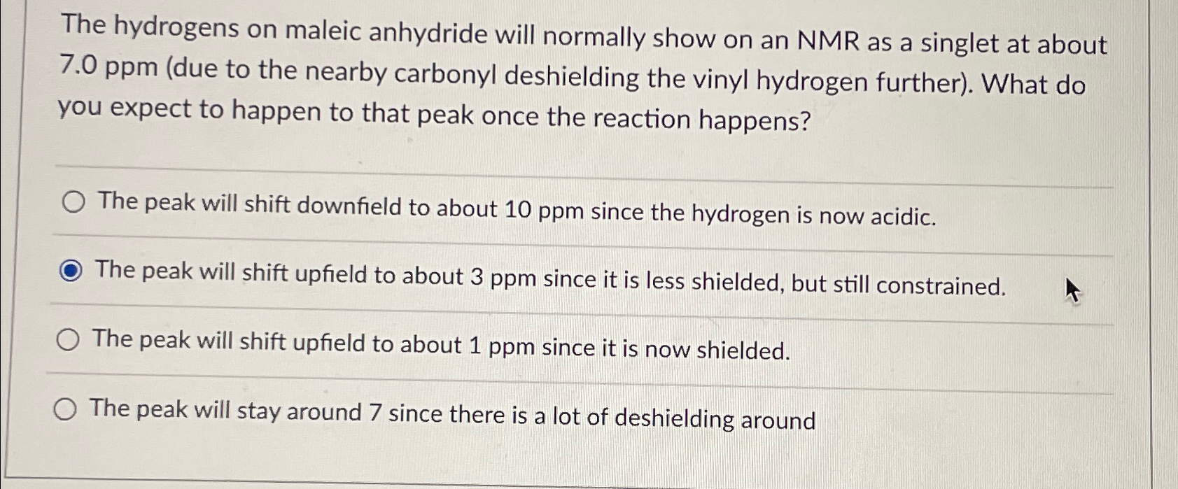 Solved The hydrogens on maleic anhydride will normally show | Chegg.com