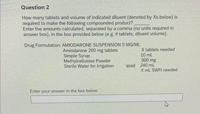 Solved How many tablets and volume of indicated diluent | Chegg.com
