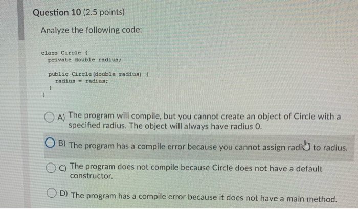 Solved Question 8 (2.5 points) What code may be filled in | Chegg.com
