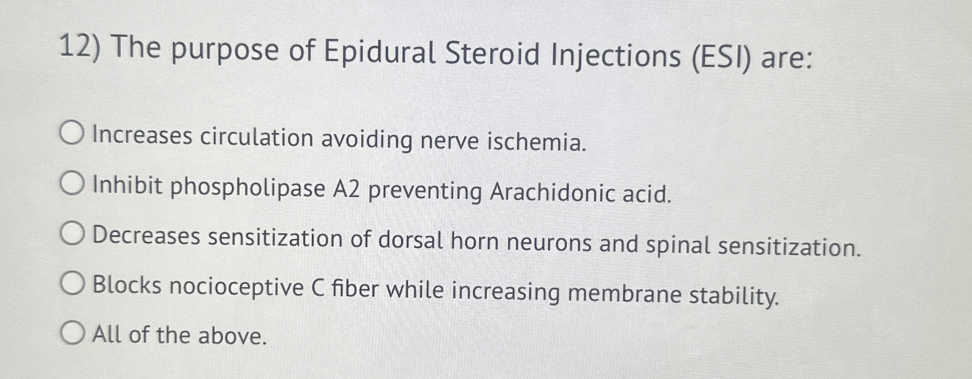 Solved The purpose of Epidural Steroid Injections (ESI) | Chegg.com