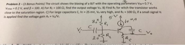 Solved Problem 2 - (3 Bonus Points) The circuit shows the | Chegg.com